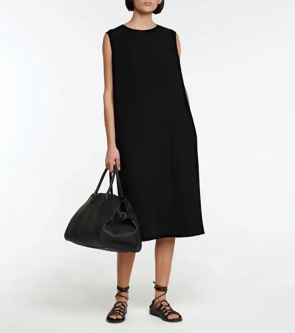 THE ROW Mirna Crêpe Midi Dress - Black