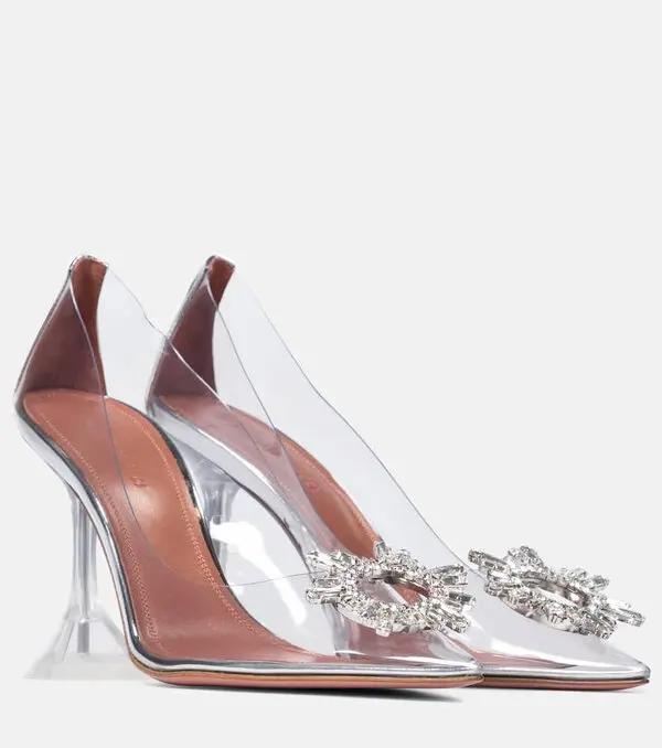 Amina Muaddi Begum Embellished Pvc Pumps - Transparent