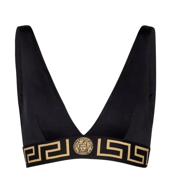 Versace Logo Bikini Top - Black