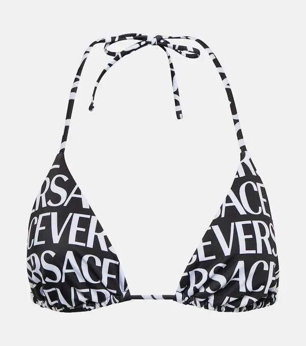 Versace Logo Bikini Top - Black