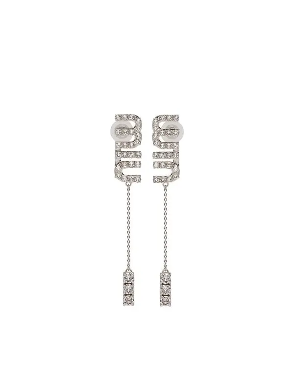 Miu Miu Crystal-embellished Pendant Earrings - Neutrals