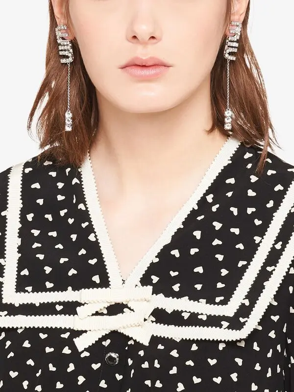 Miu Miu Crystal-embellished Pendant Earrings - Neutrals