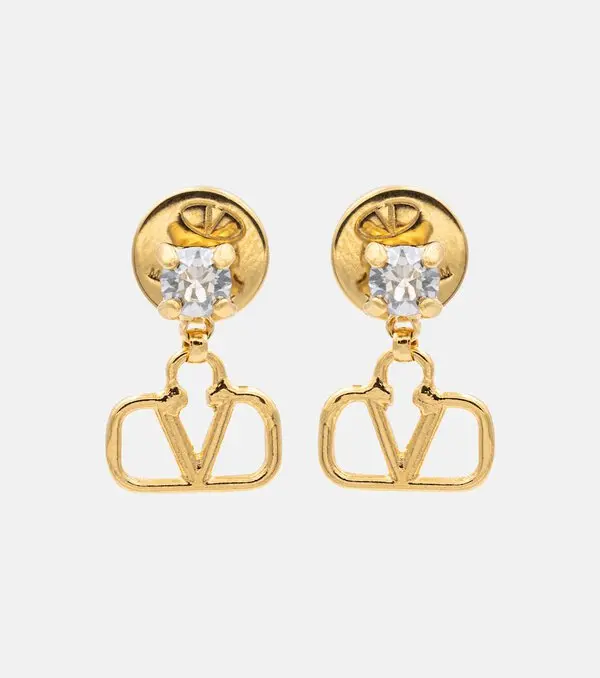 Valentino Garavani Vlogo Embellished Earrings - Gold
