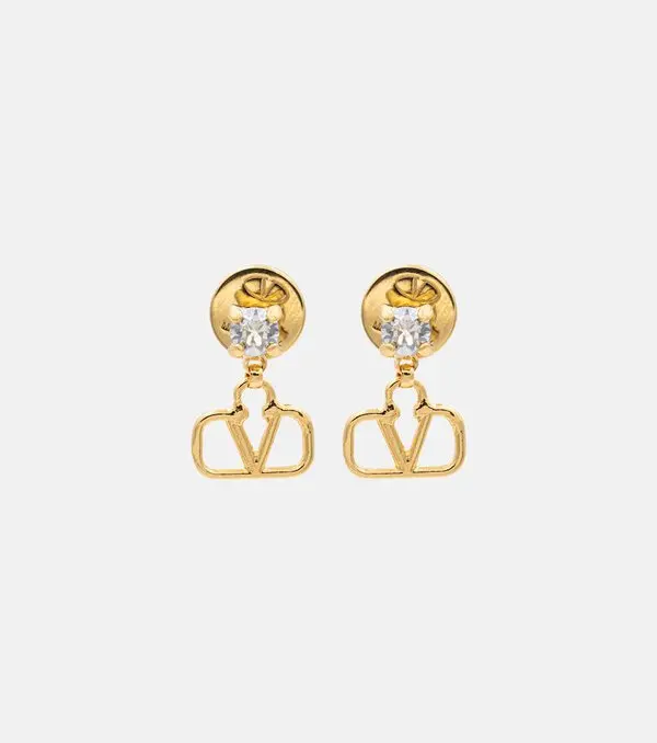 Valentino Garavani Vlogo Embellished Earrings - Gold