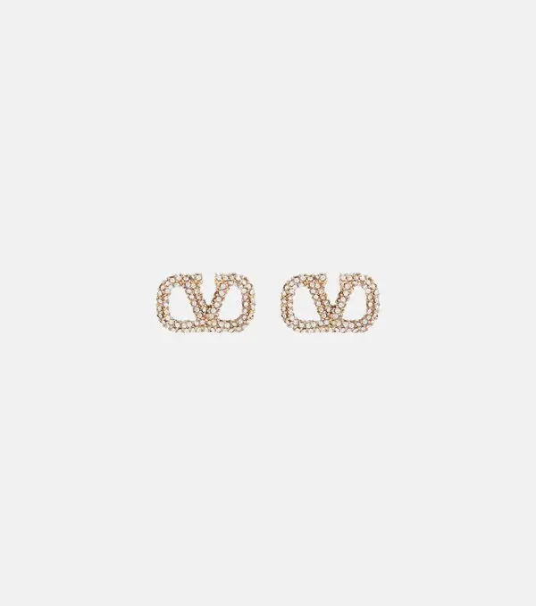 Valentino Garavani Vlogo Embellished Earrings - Gold