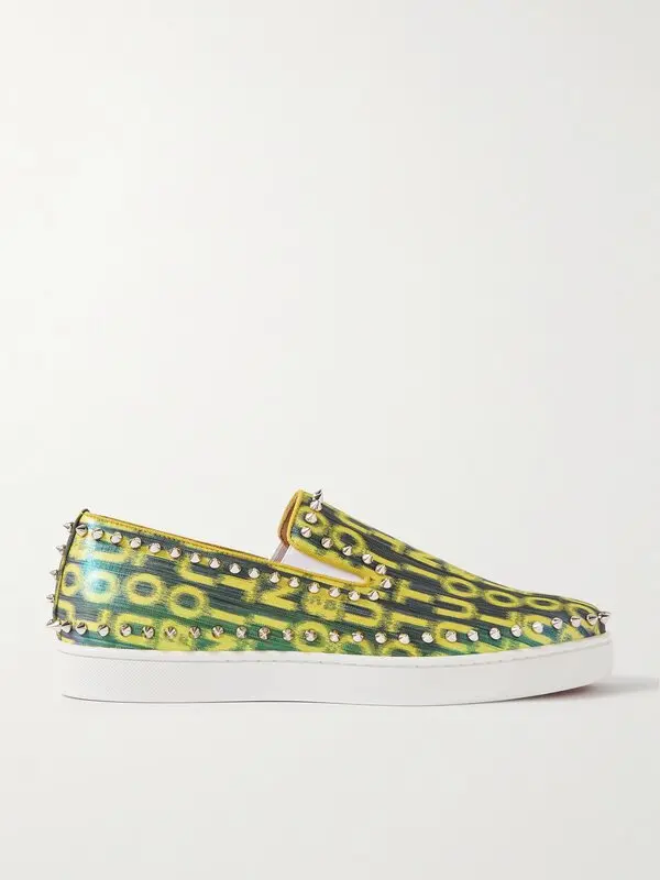 CHRISTIAN LOUBOUTIN Pik Boat Spiked Slip-on Sneakers - Yellow