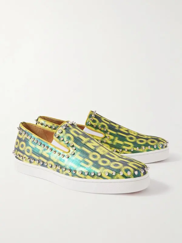 CHRISTIAN LOUBOUTIN Pik Boat Spiked Slip-on Sneakers  display picture 2
