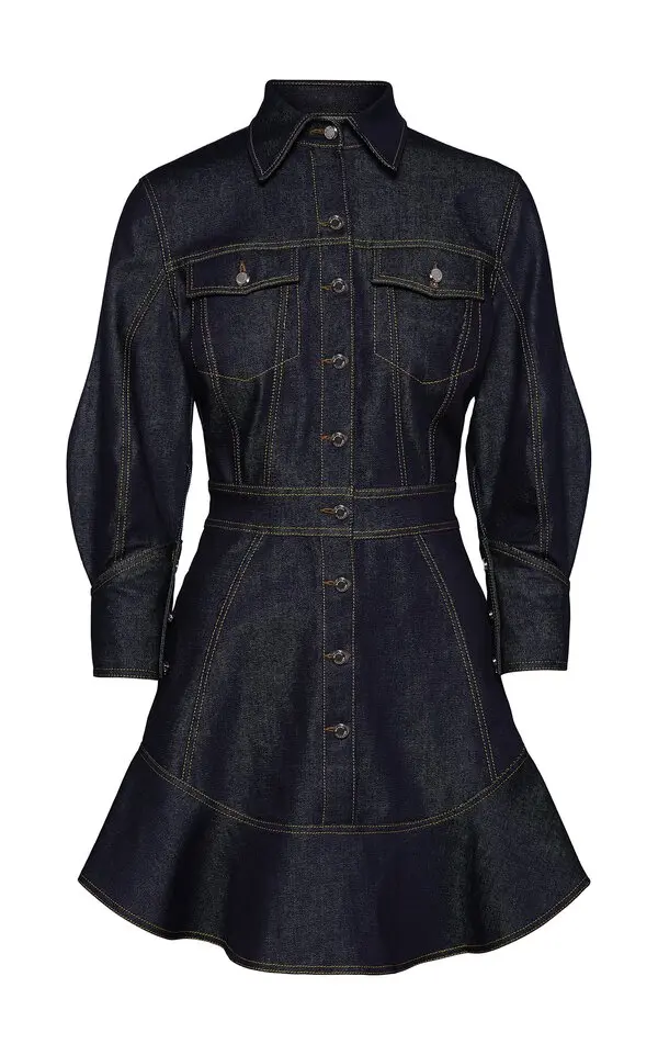 Brandon Maxwell Stretch-Denim Mini Shirt Dress In Blue - 40% Off |  Editorialist
