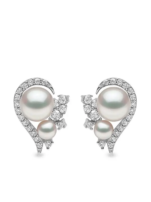 Yoko London 18kt White Gold Diamond And Pearl Earrings - Silver