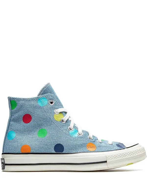 CONVERSE X Golf Wang Chuck 70 Hi Denim Polka Dots Sneakers - Blue