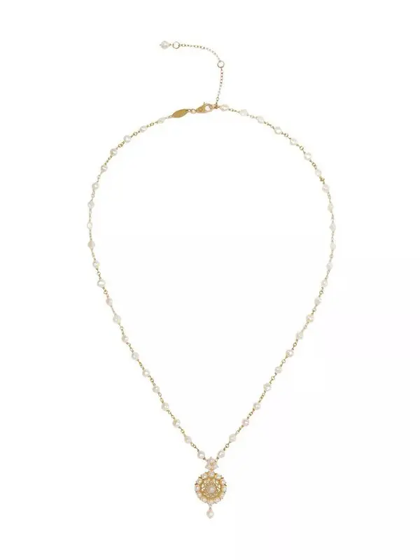 Dolce & Gabbana 18k Yellow Rosette Pearl Necklace - Gold