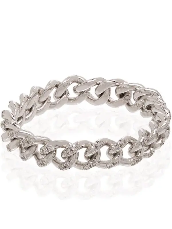 Shay 18k Gold Diamond Chain-link Ring - White