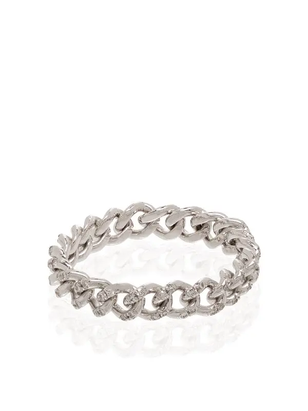 Shay 18k Gold Diamond Chain-link Ring - White