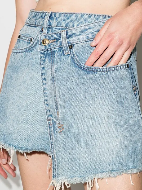 Ksubi Rap Asymmetric Denim Mini Skirt