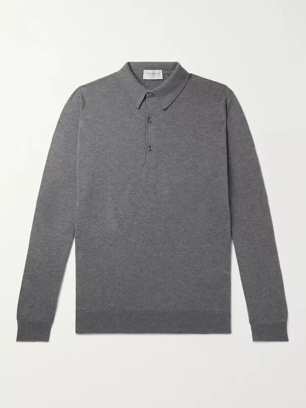 John Smedley Bradwell Sea Island Cotton Polo Shirt - Gray