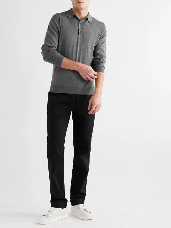 John Smedley Bradwell Sea Island Cotton Polo Shirt - Gray