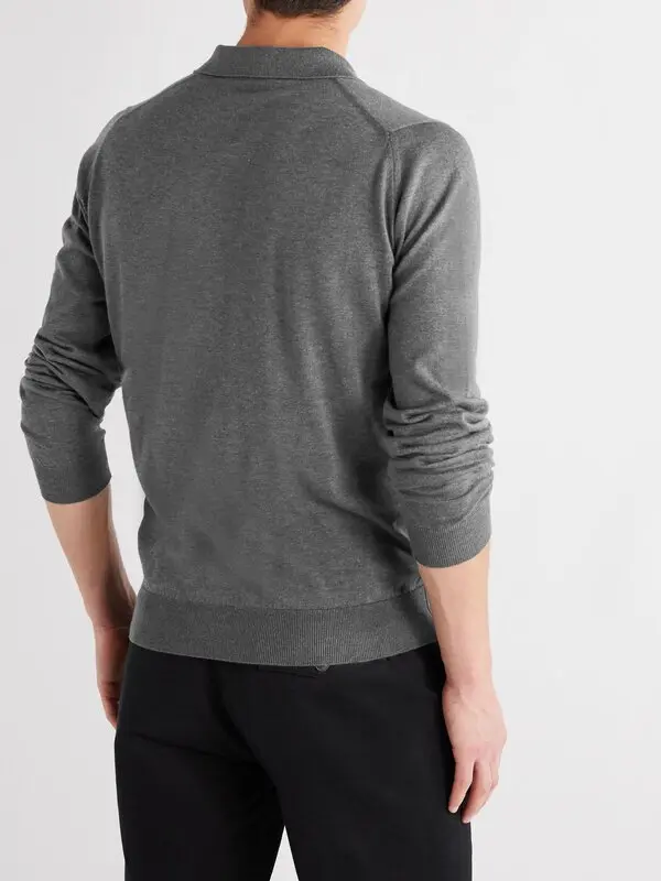 John Smedley Bradwell Sea Island Cotton Polo Shirt - Gray
