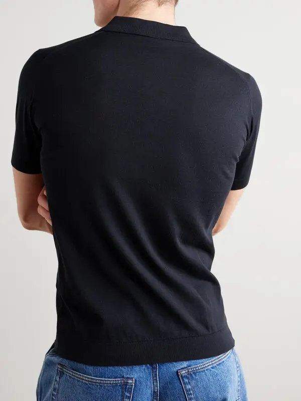 John Smedley Adrian Slim-fit Sea Island Cotton Polo Shirt - Black