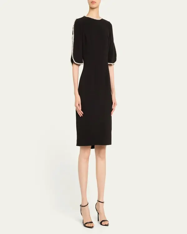 Rickie Freeman For Teri Jon Pearl Trimmed Sheath Dress