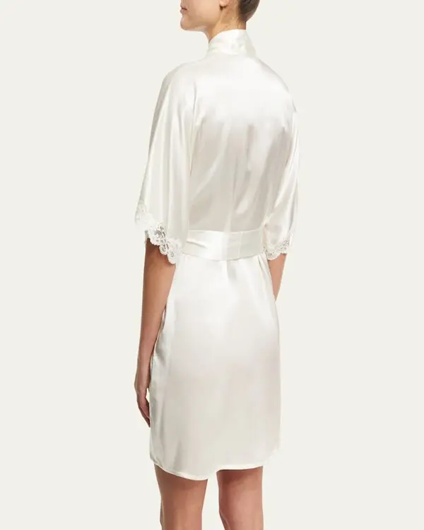 Christine Lingerie Bijoux Short Silk Robe - Pearl