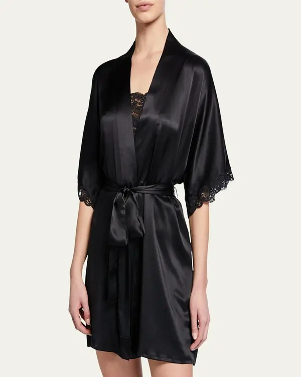 Christine Lingerie Bijoux Short Silk Robe - Pearl