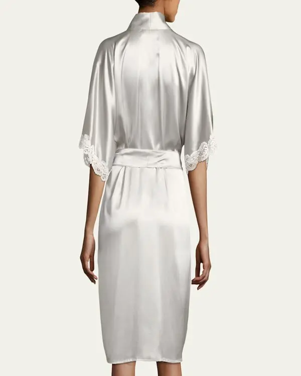 Christine Lingerie Bijoux Short Silk Robe - Pearl