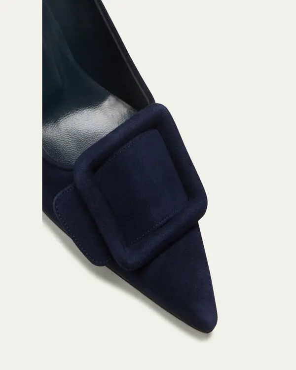 Manolo Blahnik Maysale Suede Pumps - Navy