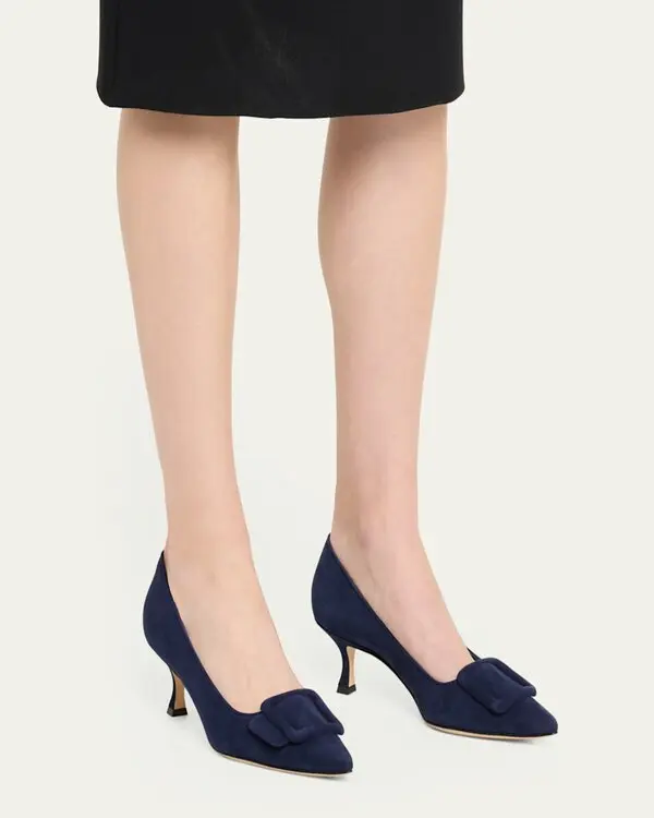 Manolo Blahnik Maysale Suede Pumps - Navy