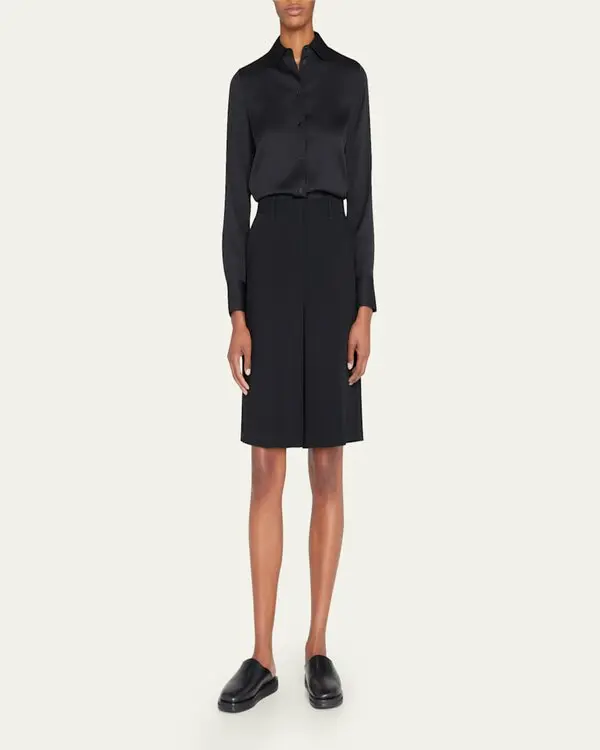 Vince Slim-fit Long-sleeve Stretch-silk Blouse - Black