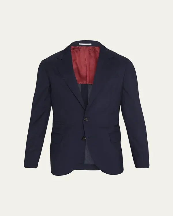 Brunello Cucinelli Super 150s Lightweight Wool And Silk Blazer - Navy