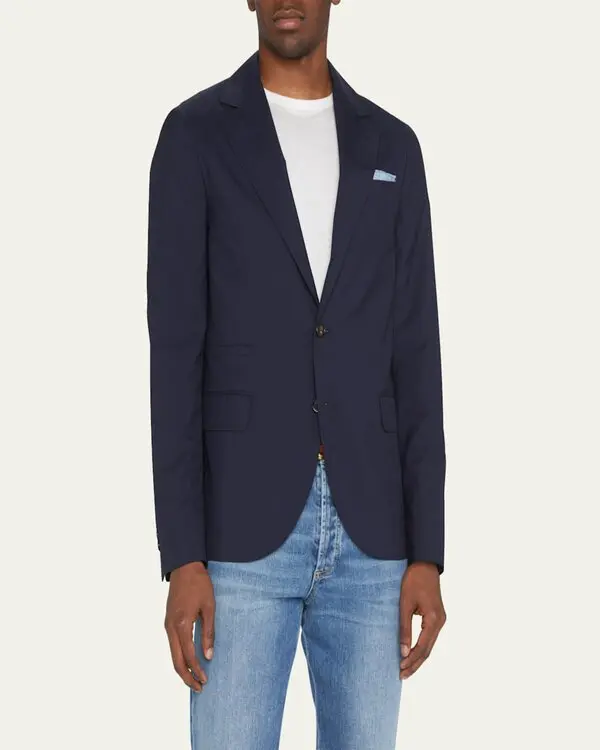 Brunello Cucinelli Super 150s Lightweight Wool And Silk Blazer - Navy