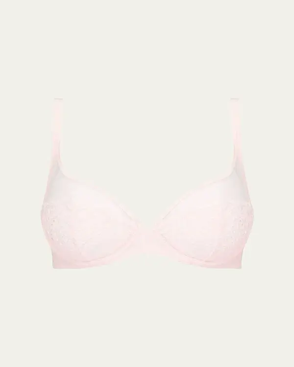 Simone Perele Delice Two-part Full-cup Sheer Plunge Bra - Blush