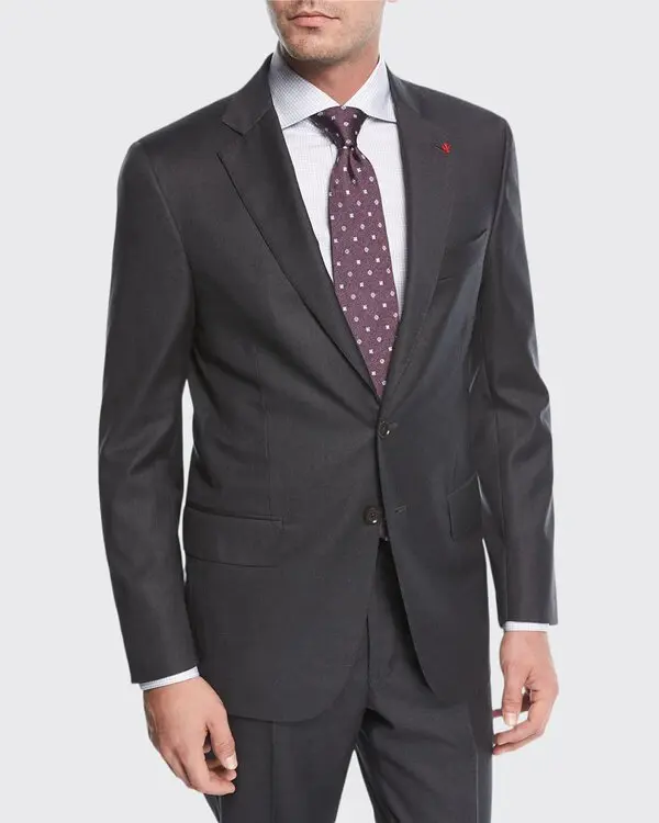 Isaia Solid Wool Two-piece Suit - Gray