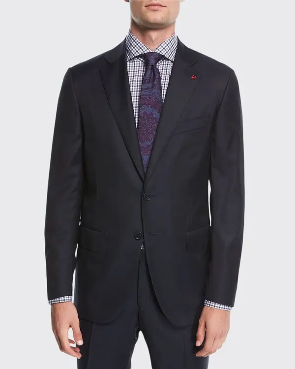 Isaia Solid Wool Two-piece Suit - Navy