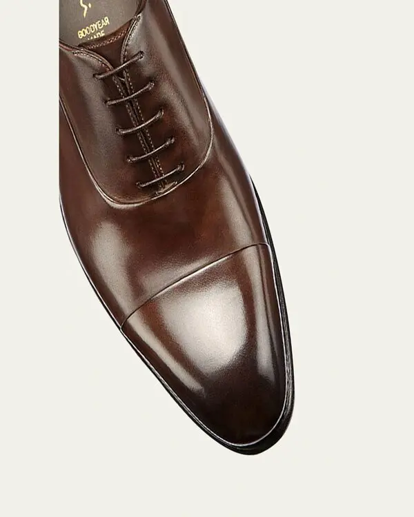 Santoni Isaac Leather Oxford Shoes - Dark Brown