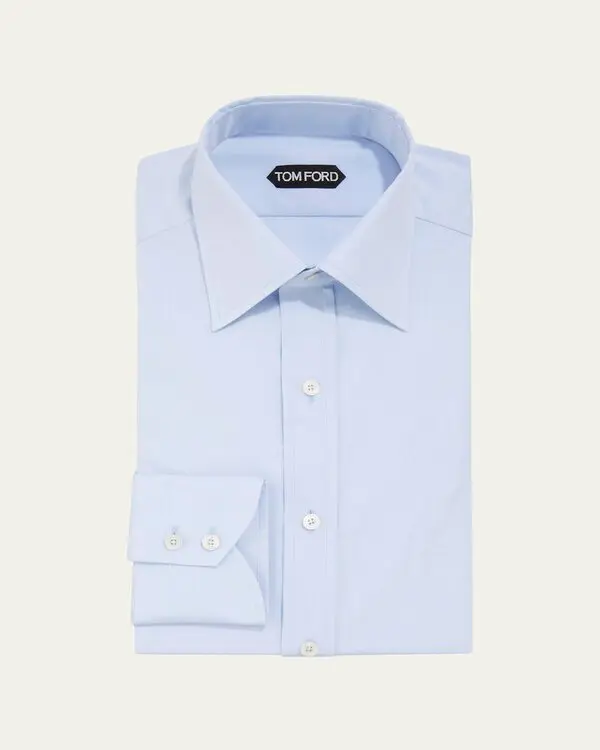 TOM FORD Solid Poplin Dress Shirt - Blue