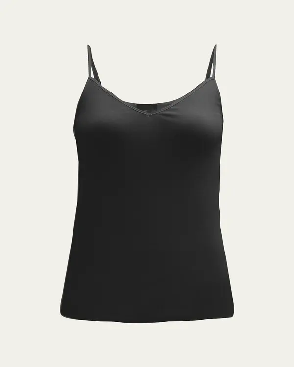 Hanro Seamless Cotton V-neck Camisole - Black