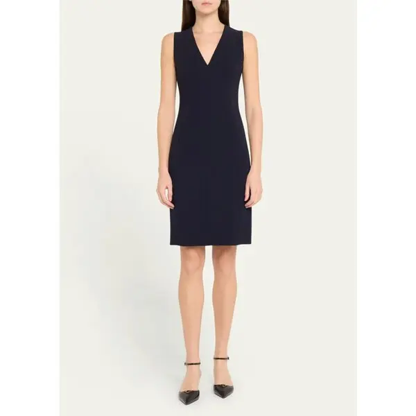 Akris Sleeveless V-neck Knit Dress - Navy