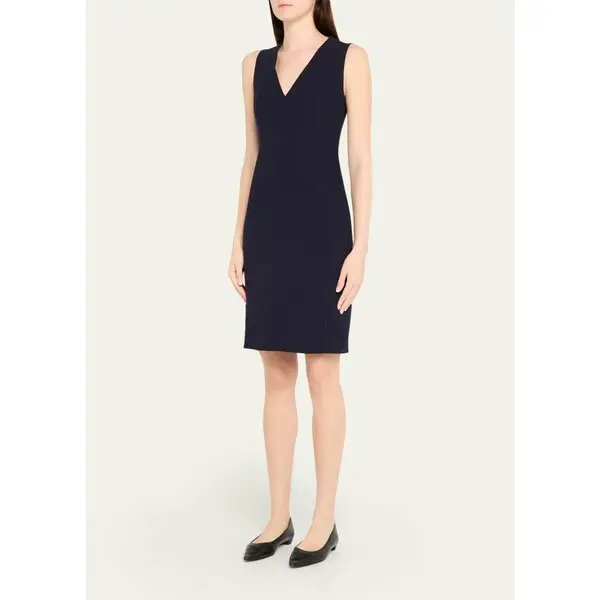 Akris Sleeveless V-neck Knit Dress - Navy