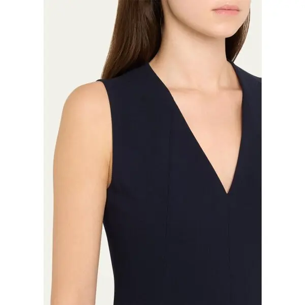 Akris Sleeveless V-neck Knit Dress - Navy