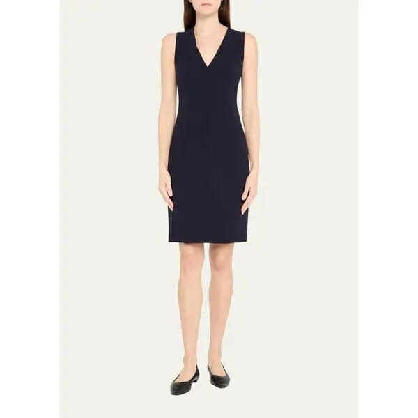 Akris Sleeveless V-neck Knit Dress - Navy