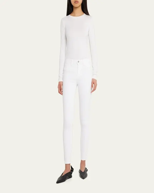 L'Agence Tess Long-sleeve Crewneck T-shirt - White