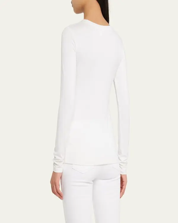 L'Agence Tess Long-sleeve Crewneck T-shirt - White
