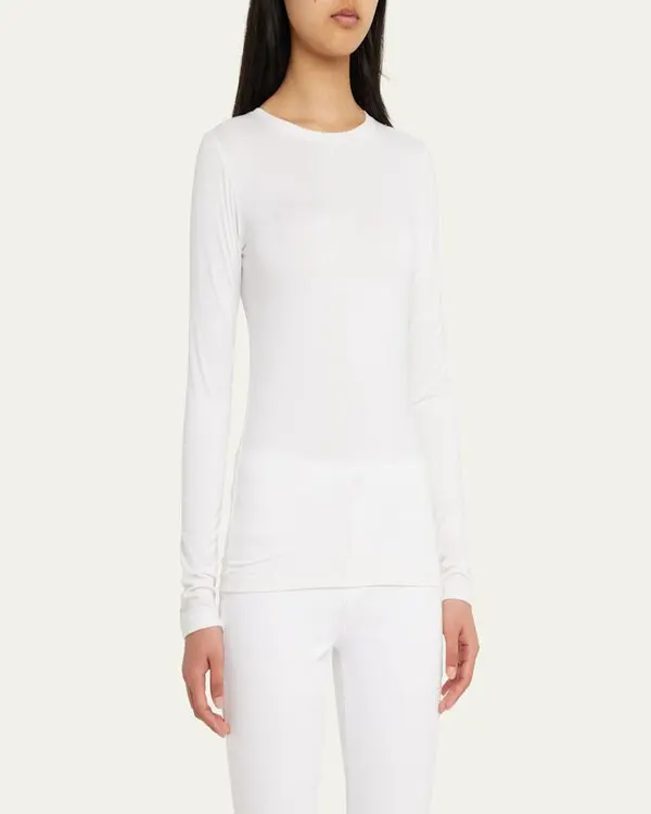 L'Agence Tess Long-sleeve Crewneck T-shirt - White