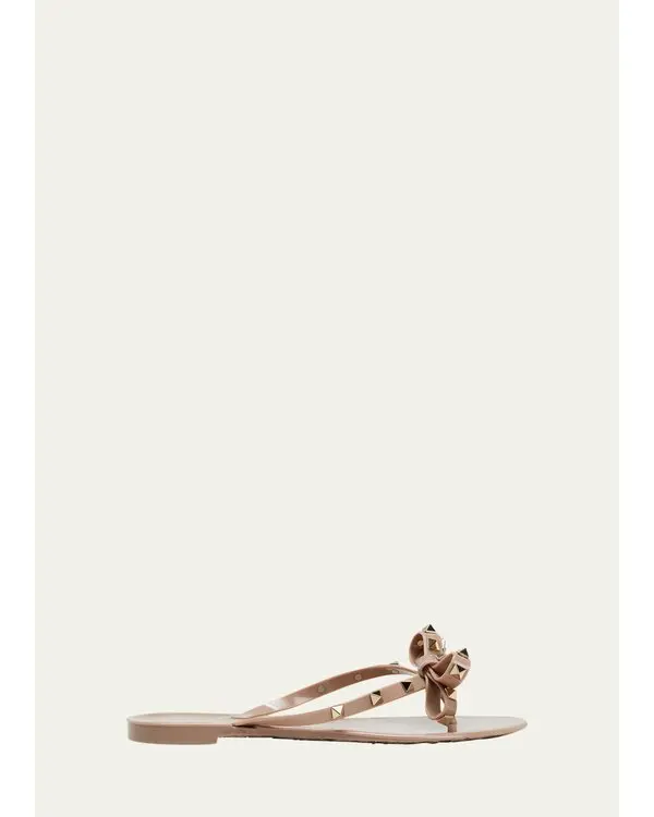 Valentino Garavani Rockstud Pvc Flat Thong Sandals - Poudre