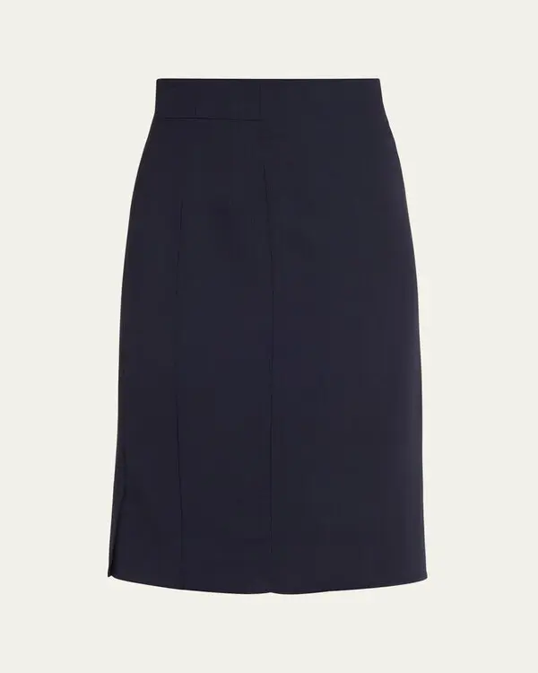 Akris Wool-blend Pencil Skirt - Navy