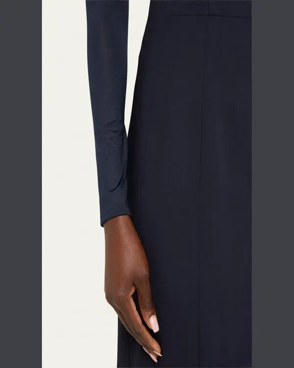 Akris Wool-blend Pencil Skirt - Navy