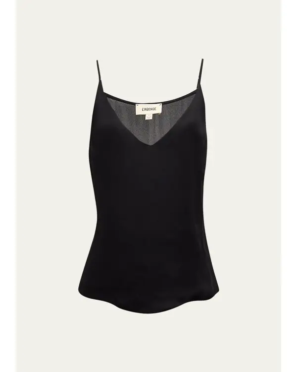 L'Agence Gabriella Silk Tank - Black