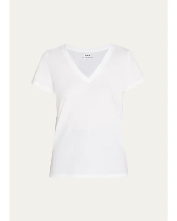 Vince Essential Pima Cotton V-neck T-shirt - Optic White