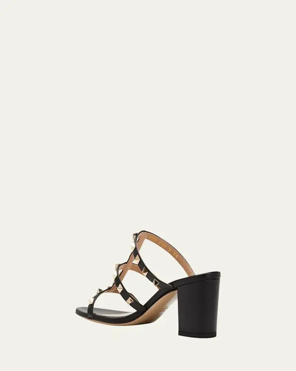 Valentino Garavani Rockstud Caged 60mm Slide Sandals - Nero